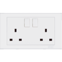 724582 SIMON E6 Twin 13A BS Socket (Rectangular Rocker) | HAP